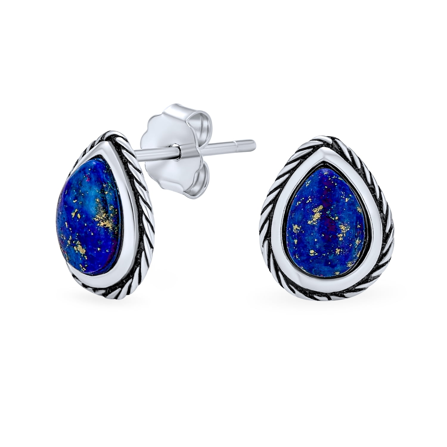 Bling Jewelry Womens Petite Bali Style Blue Lapis Lazuli Stud Earrings ...