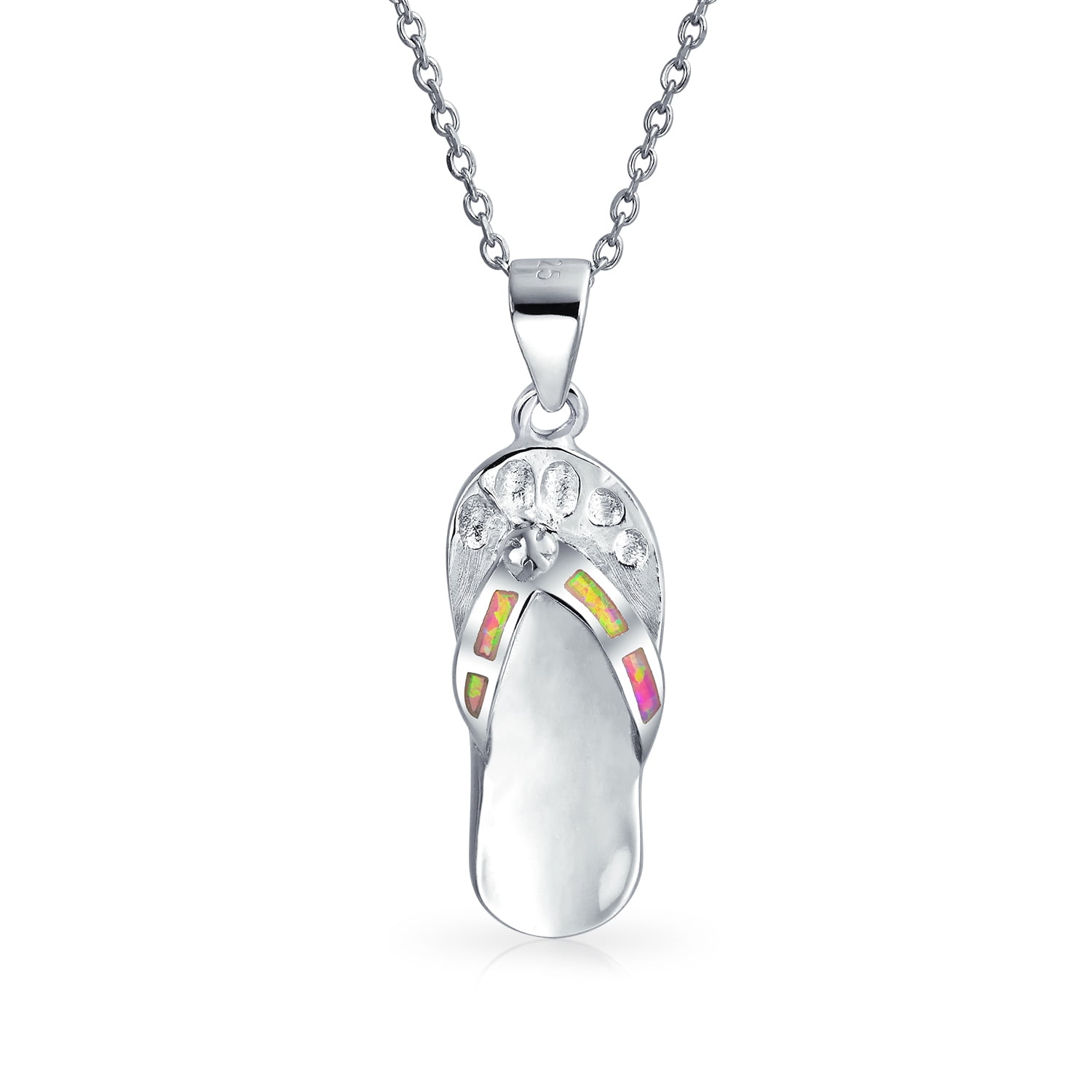 Bling Jewelry Womens Pink Rainbow Opal Flip Flop Sandal Pendant ...