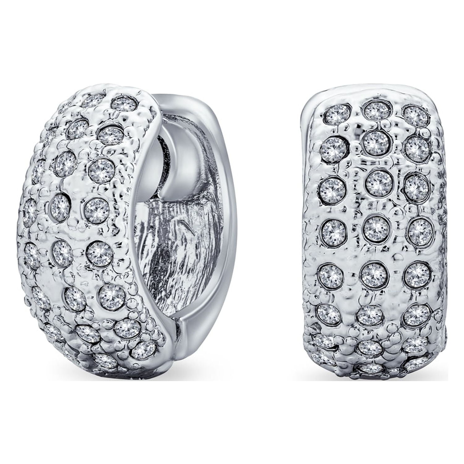 Bling Jewelry Womens Prom 3 Row Crystal Hoop Magnetic Clip On Earrings ...