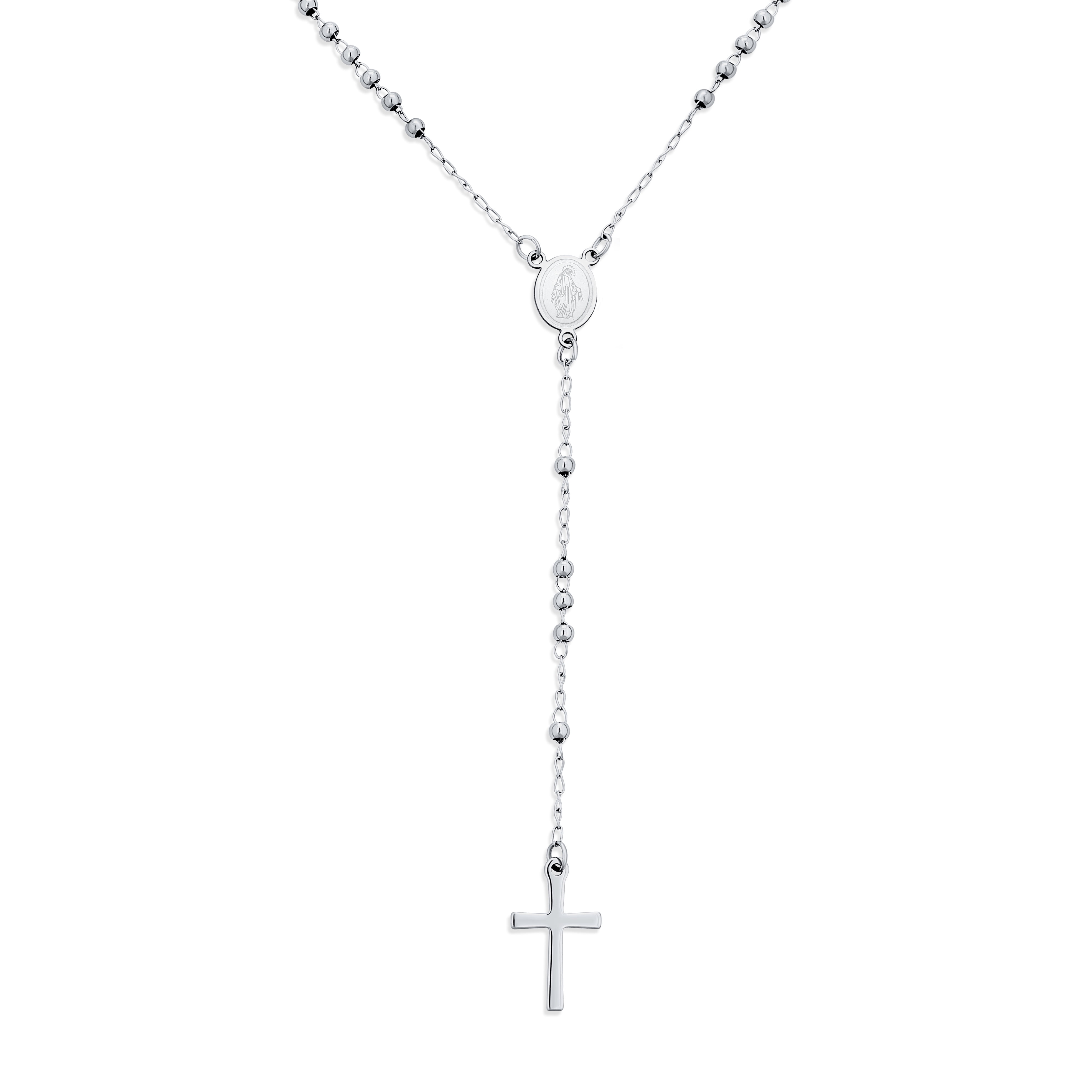Bling Jewelry Womens Christian Virgin Mary Cross Rosary Chain Drop ...