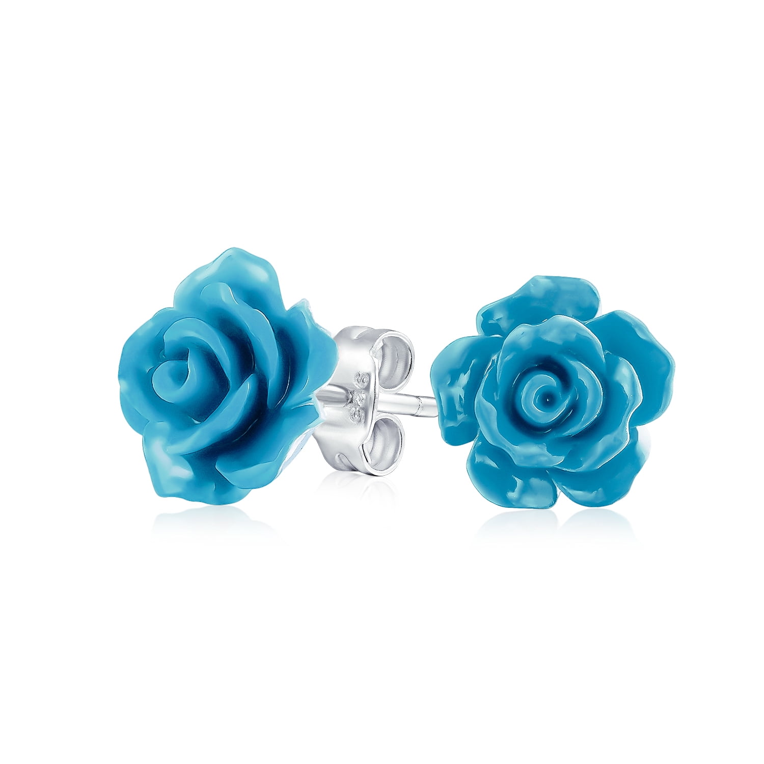 Bling Jewelry Womens Romantic Delicate Floral 3D carved Blue Rose ...