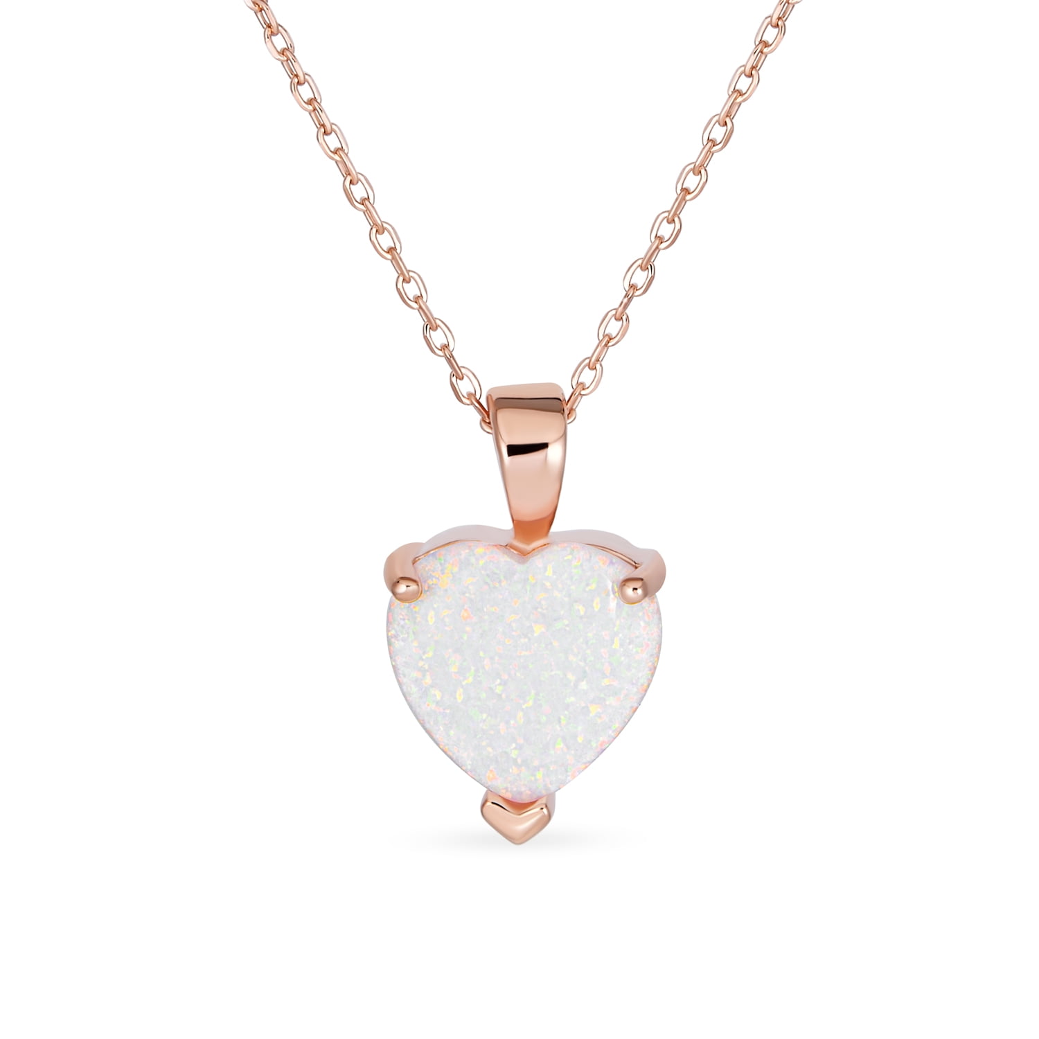 Bling Jewelry Womens Romantic Bridal Necklace Opal Heart Pendant 14K ...