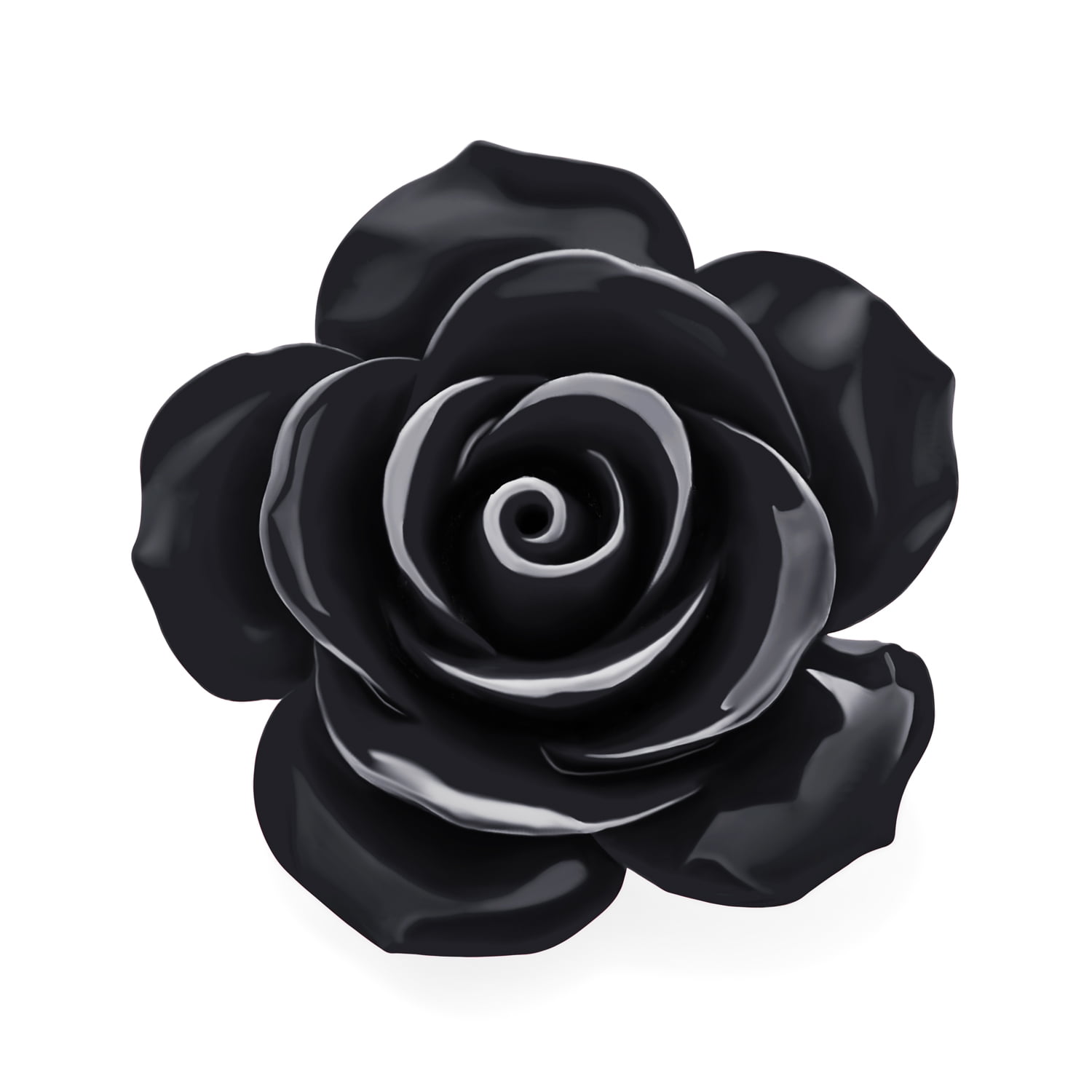 Bling Jewelry Womens Romantic Large Floral Blooming 3D Black Rose ...