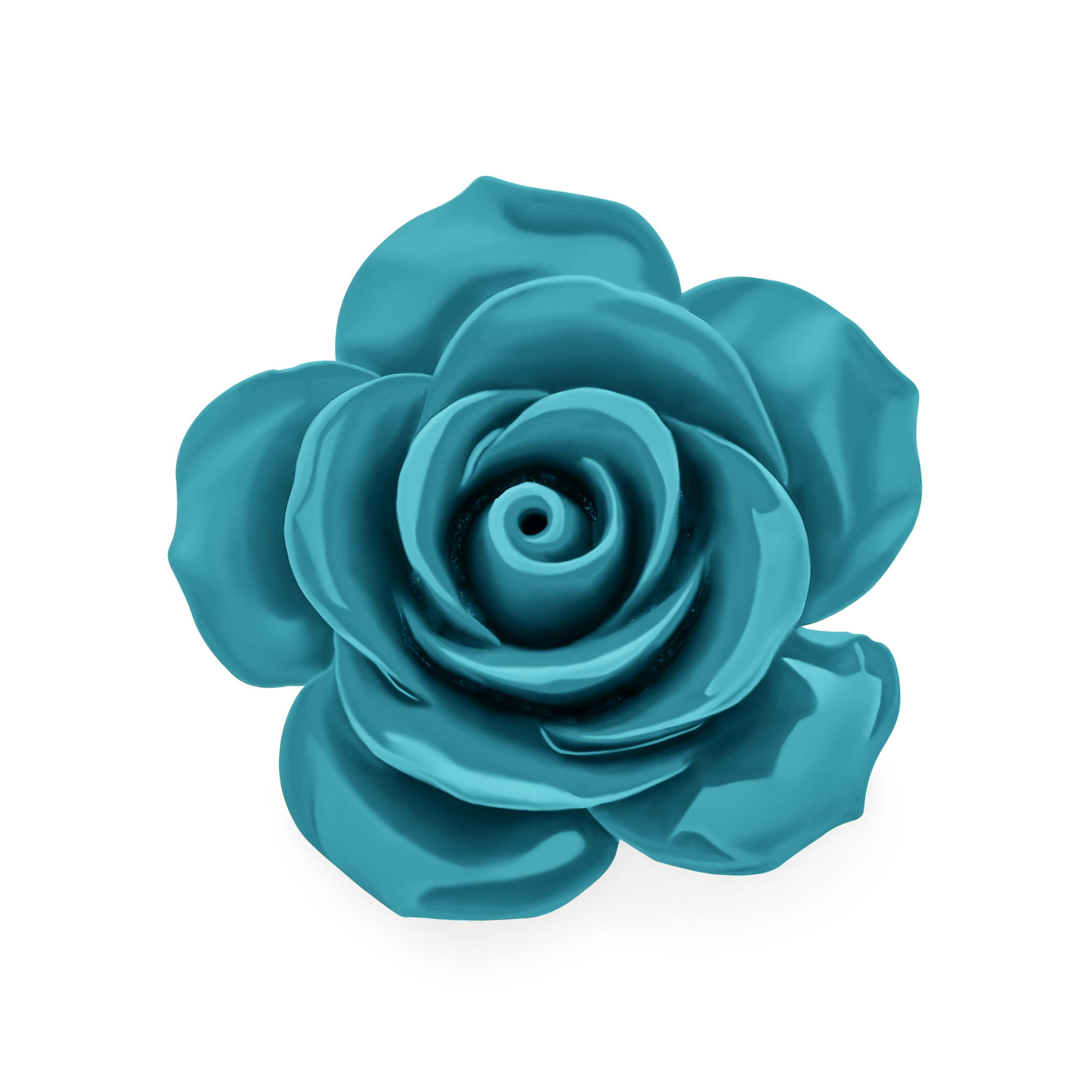 Bling Jewelry Womens Romantic Large Floral Blooming 3D Teal Blue Rose ...