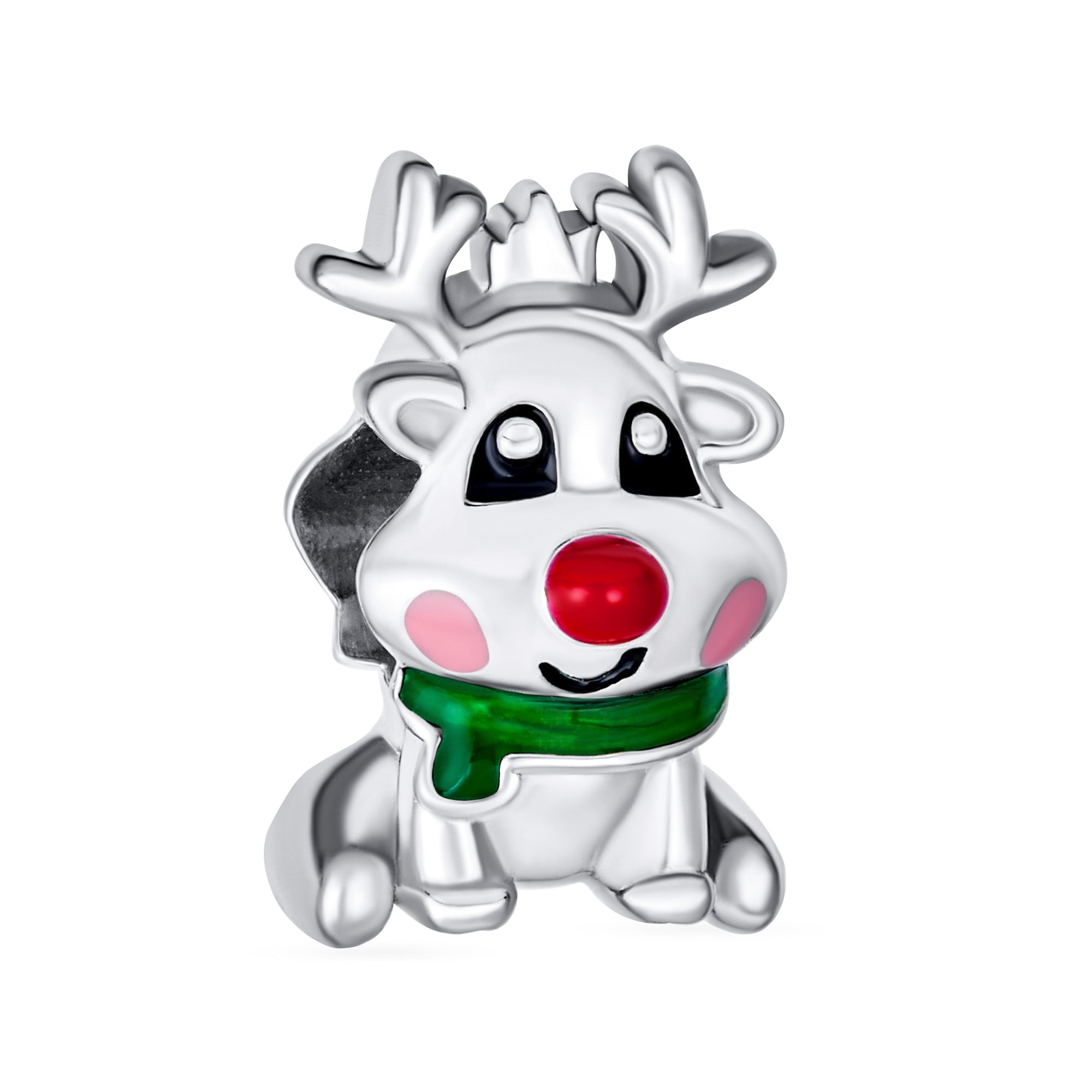 Bling Jewelry Womens Rudolph Red Nose Reindeer Christmas Charm Bead for ...