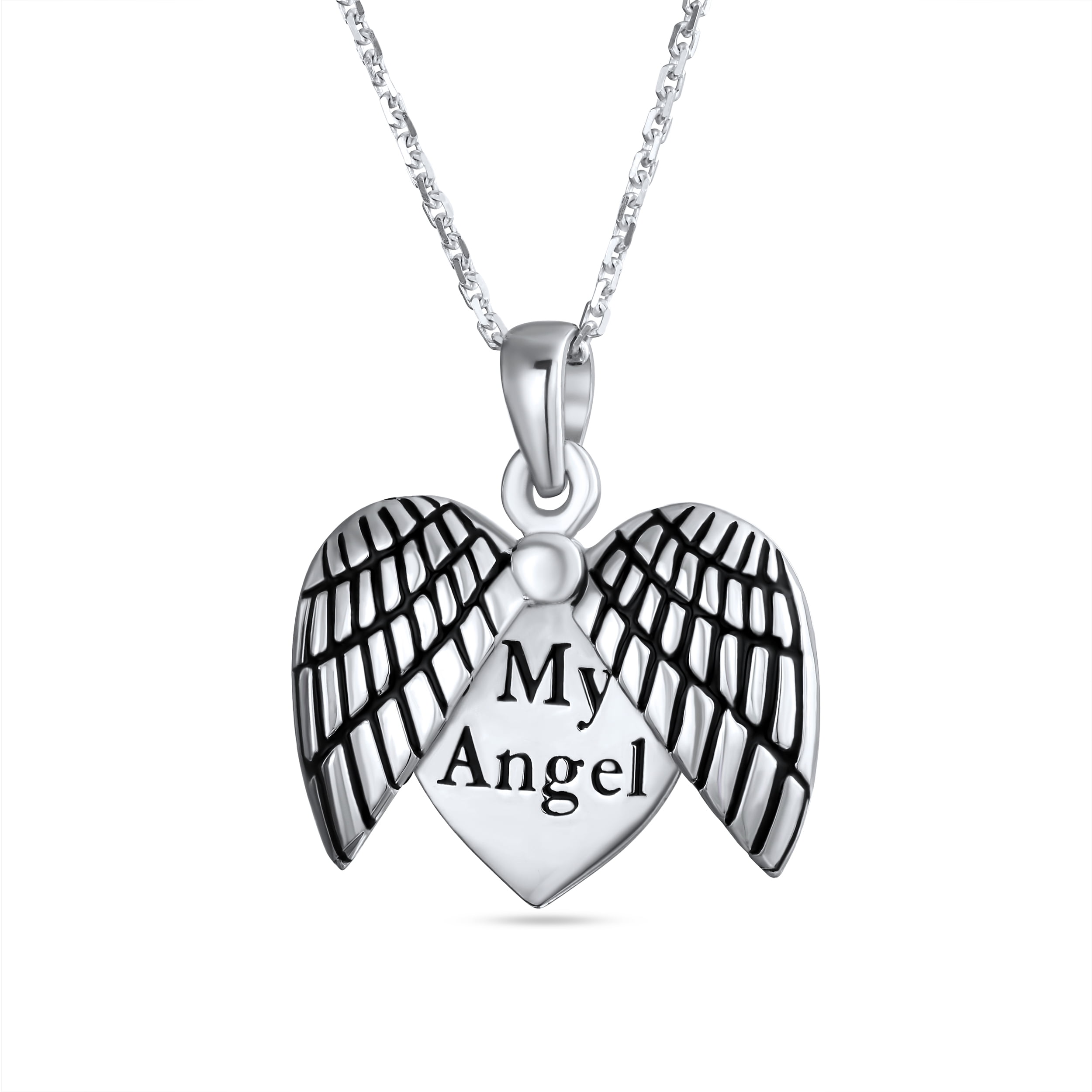 Bling Jewelry Womens Saying MY ANGEL Heart Locket Necklace Pendant for ...