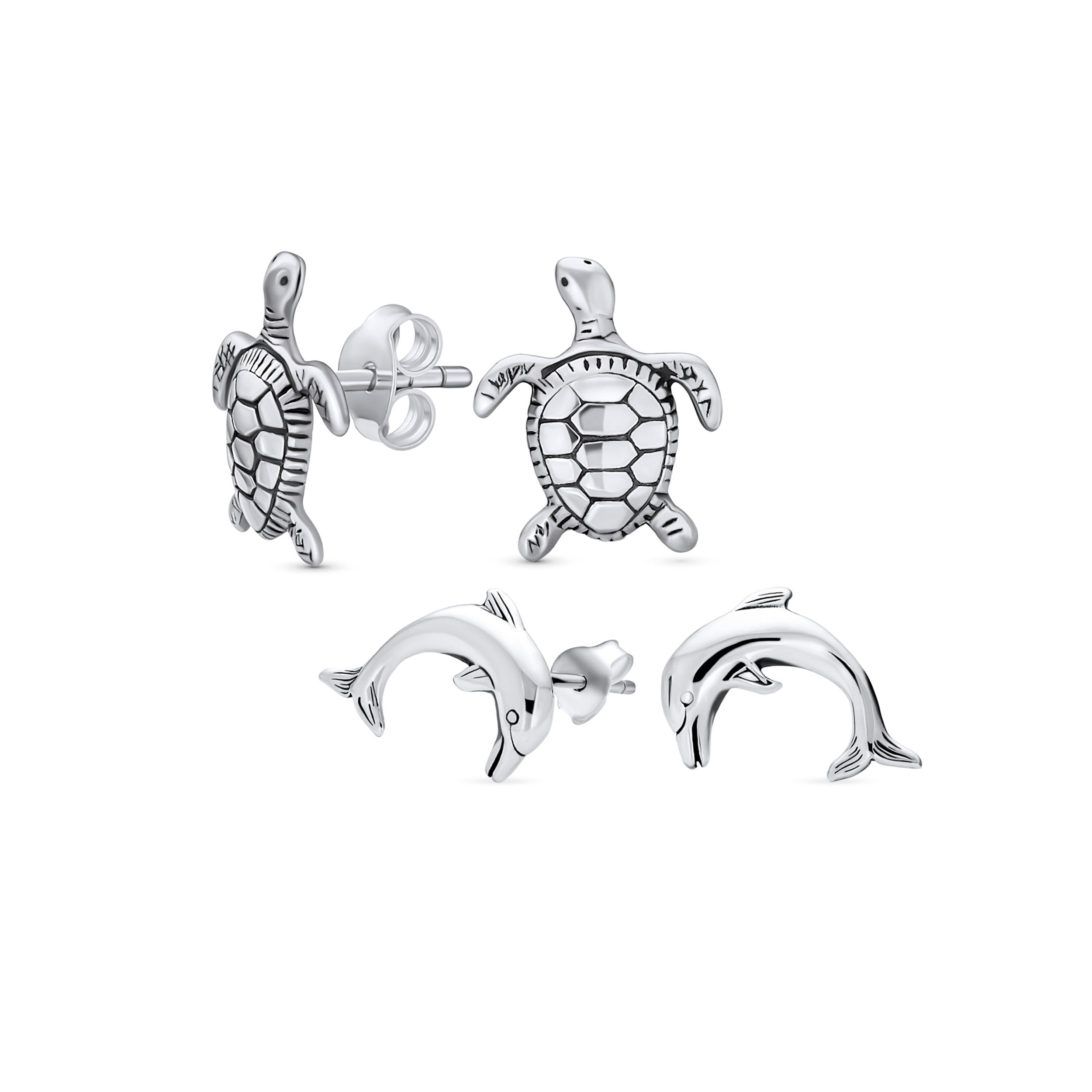 Bling Jewelry Womens Set of 2 Hawaiian Sea Tortoise Turtle Dolphins ...