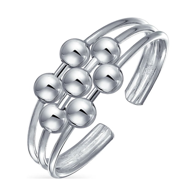 Bling Jewelry Womens Silver Bead Ball Midi Toe Ring Split Band Design ...