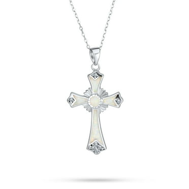 SISGEM Men's Sterling Silver Cross Necklace, Stainless Steel Christian ...