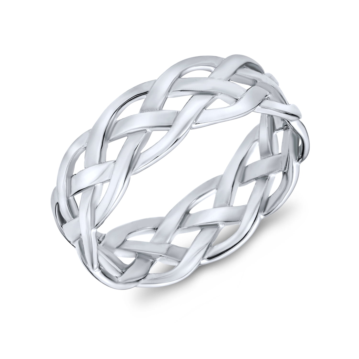 Bling Jewelry Womens Silver Ring: Criss Cross Weave Braided Band Rope ...