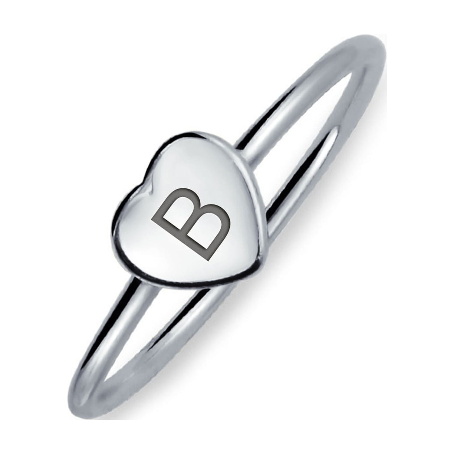 Bling Jewelry Womens Simple ABC Heart Shape Monogram Initial Silver ...