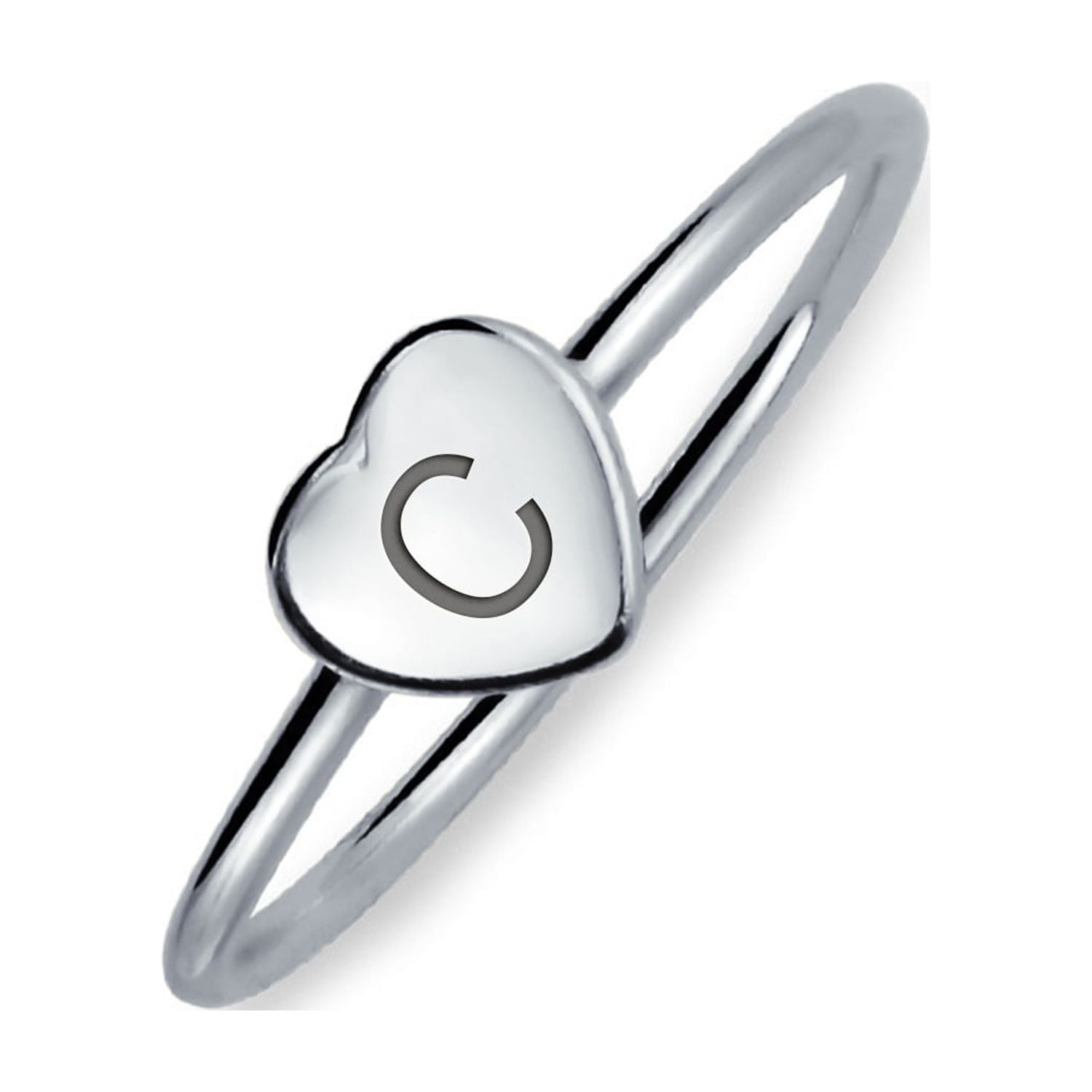 Bling Jewelry Womens Simple ABC Heart Shape Monogram Initial Silver ...