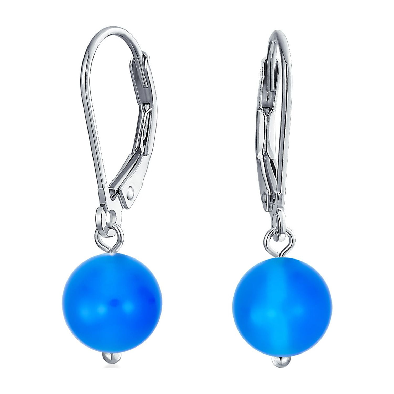 Bling Jewelry Womens Simple Gemstone 8MM Drop Ball Earrings Secure ...