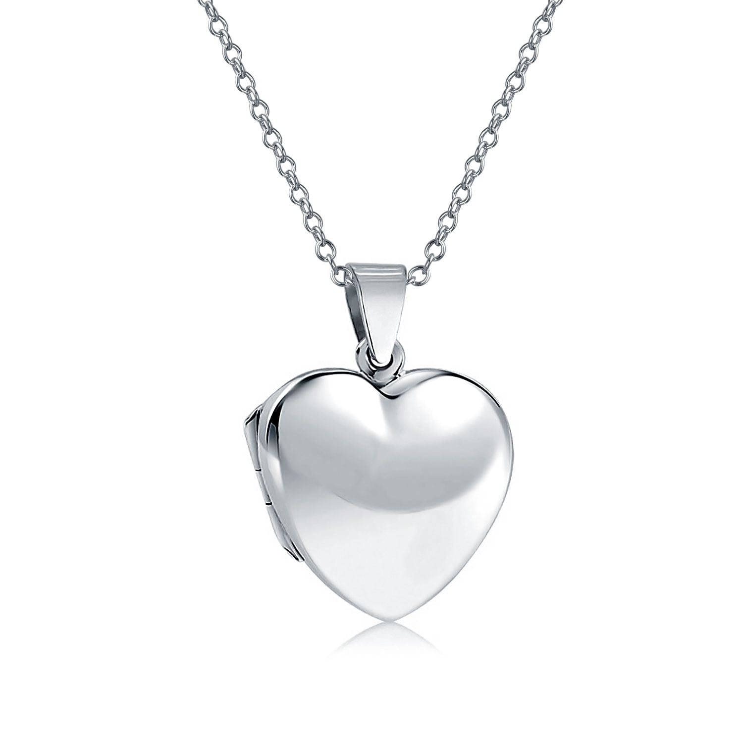 Bling Jewelry Womens Simple Heart Shaped Photo Locket Necklace in ...