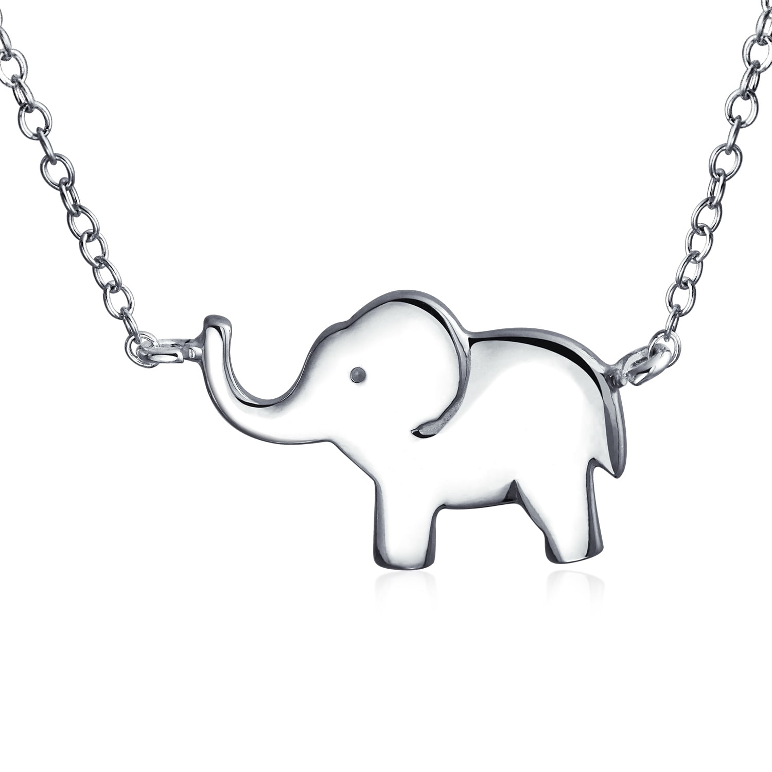 Bling Jewelry Womens Simple Lucky Elephant Pendant Necklace in Sterling ...
