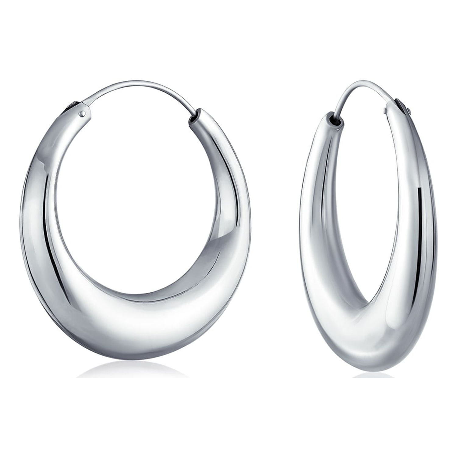 Bling Jewelry Womens Simple Plain Hoop Huggie Earrings Sterling Silver ...