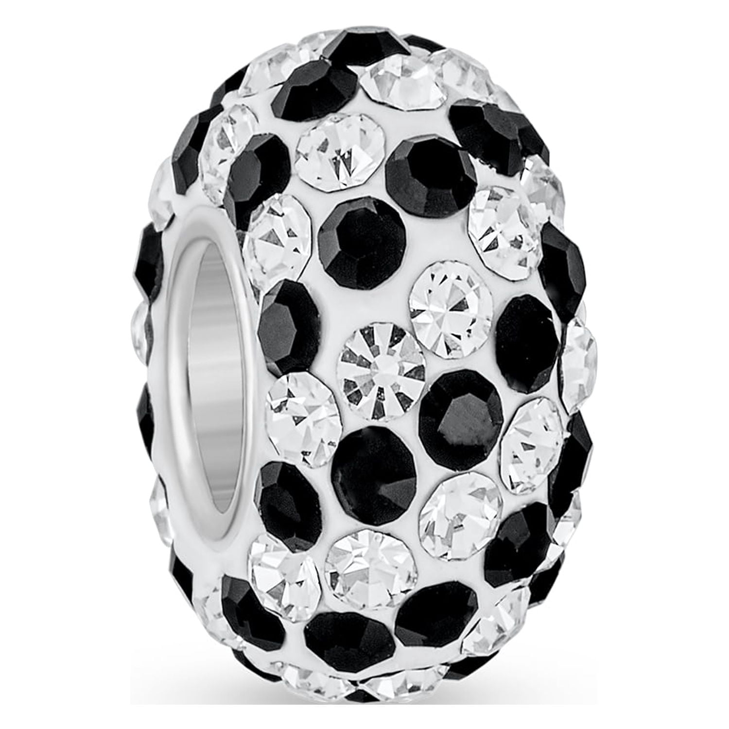 Bling Jewelry Womens Solid Stripe Pave Crystal Bead Charm for European ...