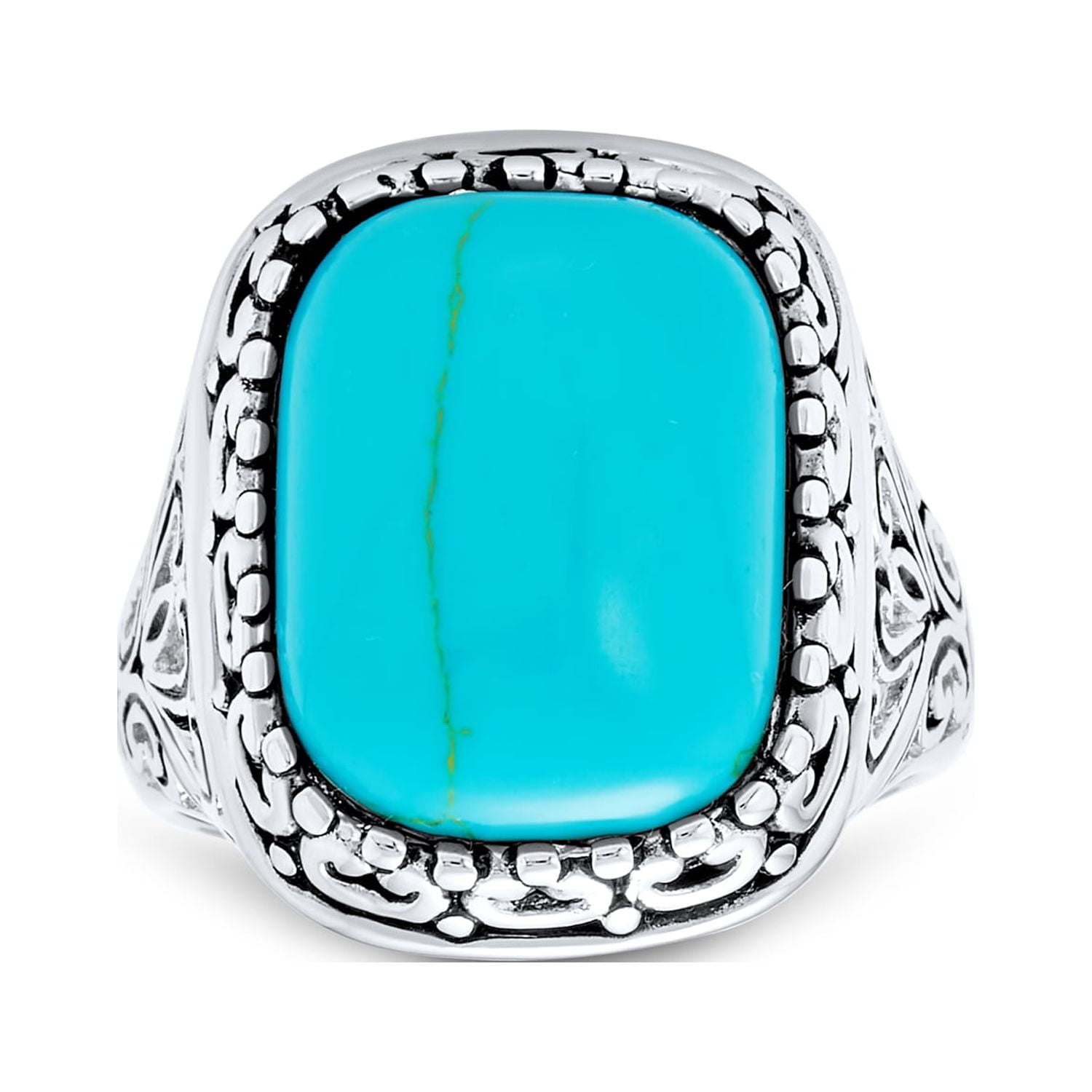 Bling Jewelry Womens Southwest Silver Ring with Blue Turquoise Gemstone ...