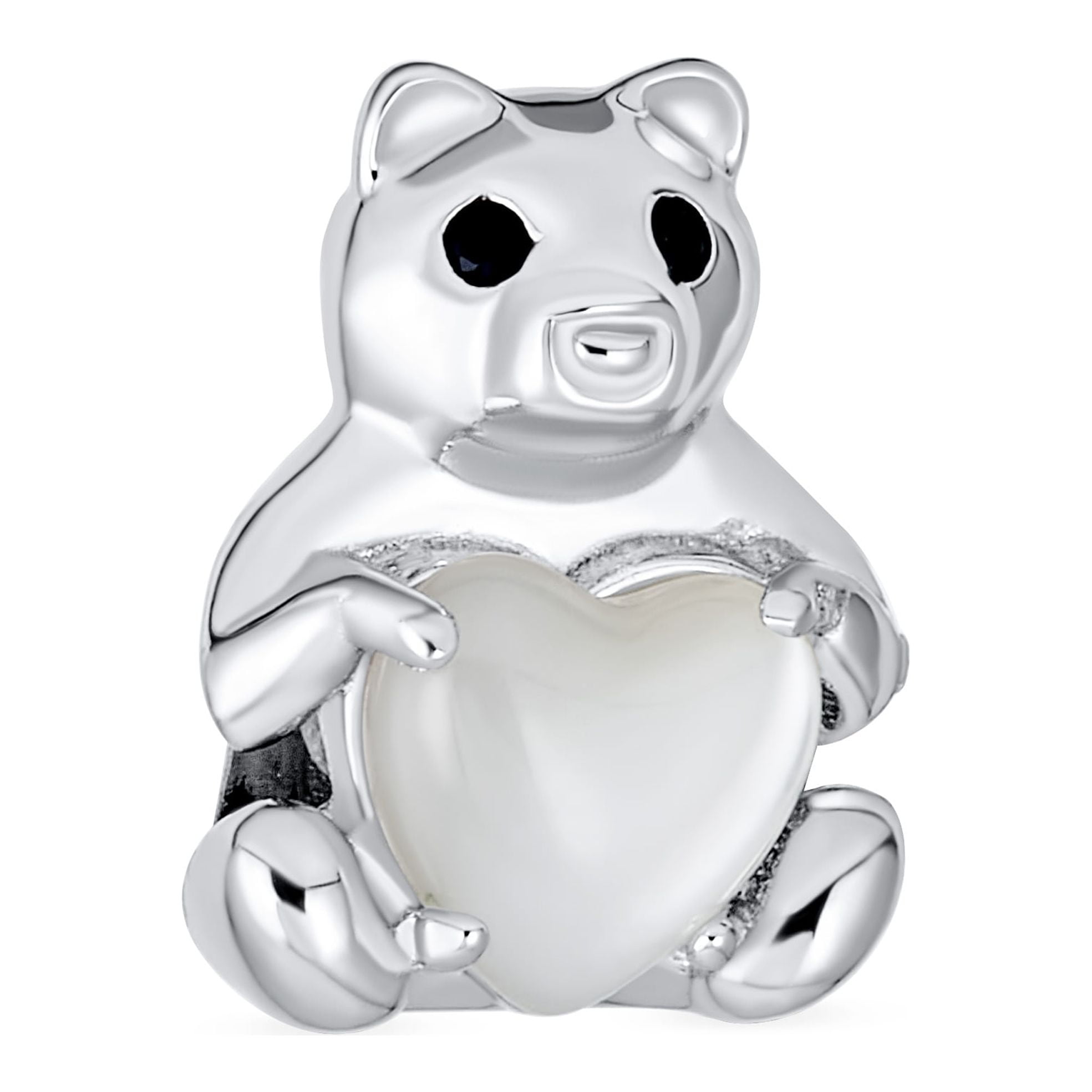 Bling Jewelry Womens Teddy Bear Charm Bead with Heart Accent for ...