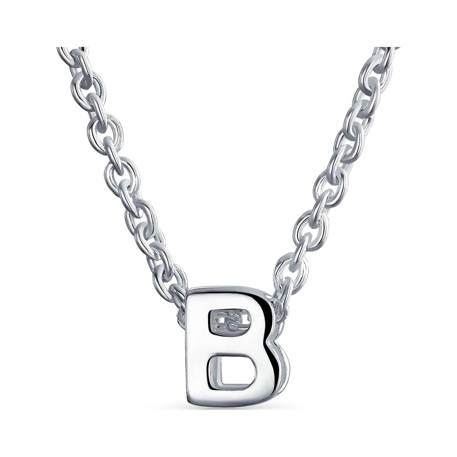 Bling Jewelry Womens B - Tiny Block Letter Alphabet Initial Dainty ...