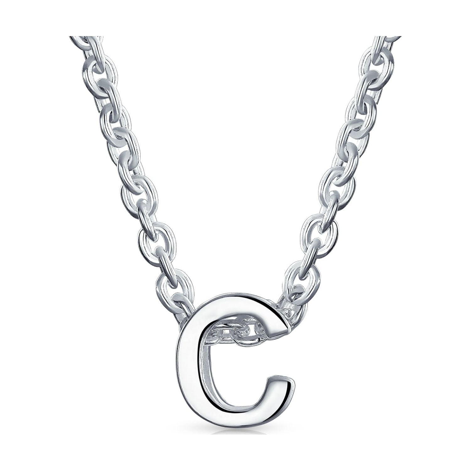 Bling Jewelry Womens Tiny Block Letters Alphabet Pendant Necklace A-Z ...