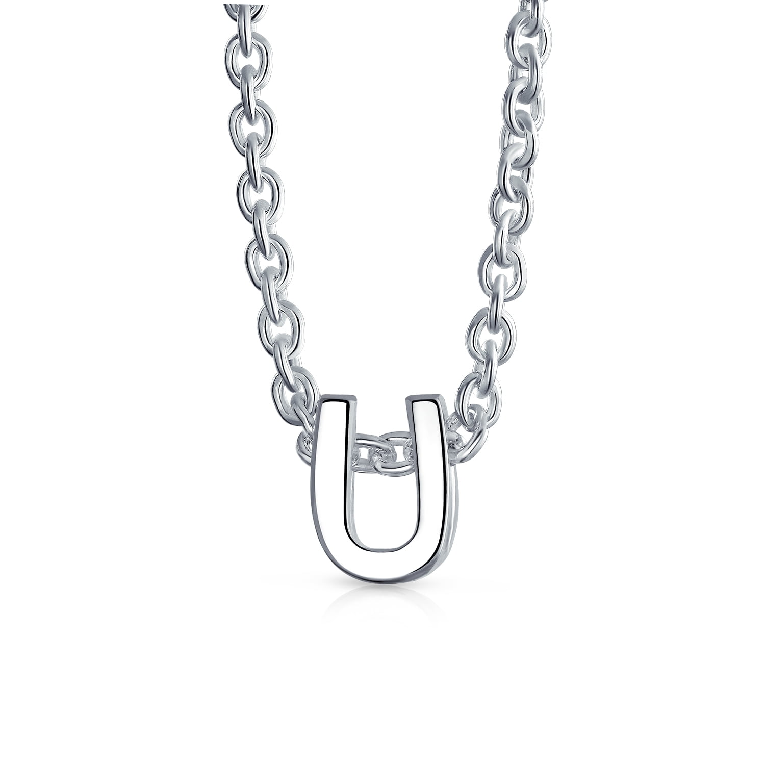 Bling Jewelry Womens Tiny Block Letters Alphabet Pendant Necklace A-Z ...