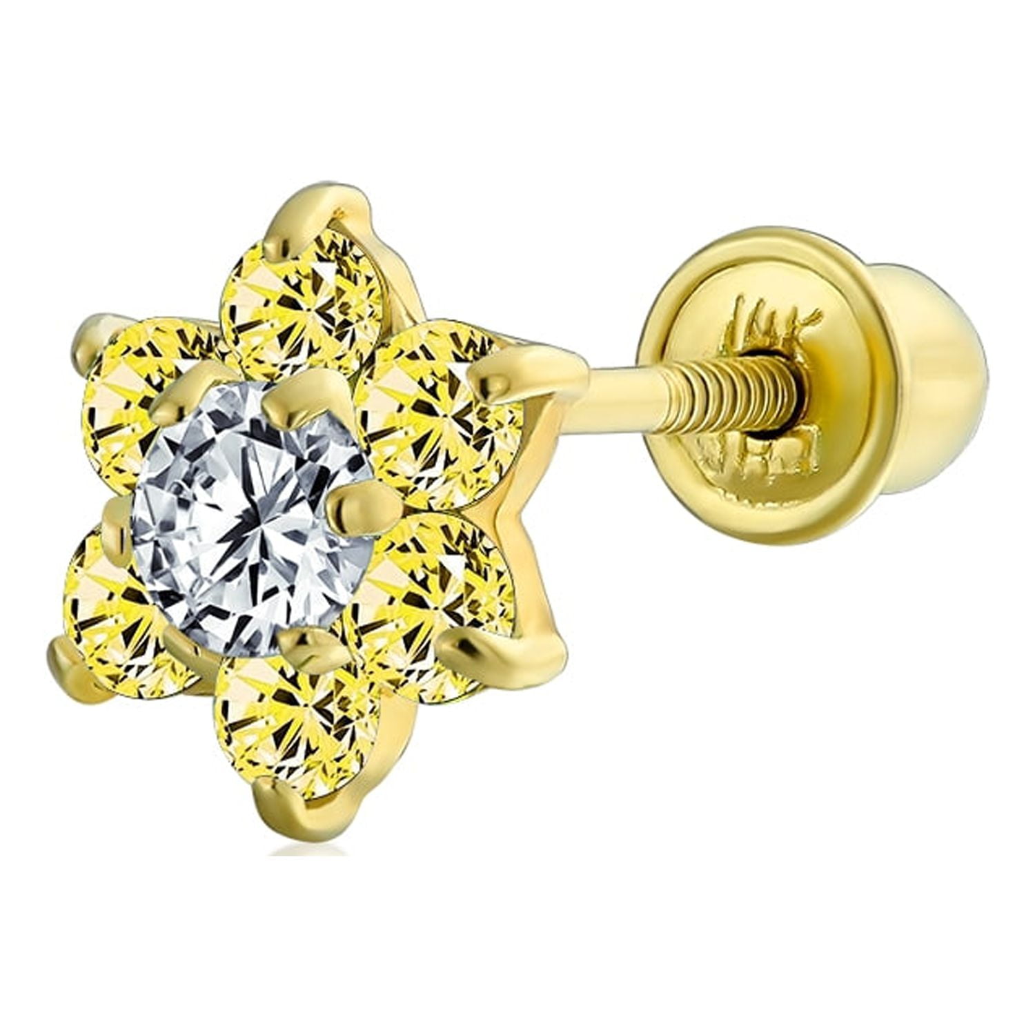 Bling Jewelry Womens Tiny CZ Flower Screwback Cartilage Ear Stud 14K ...