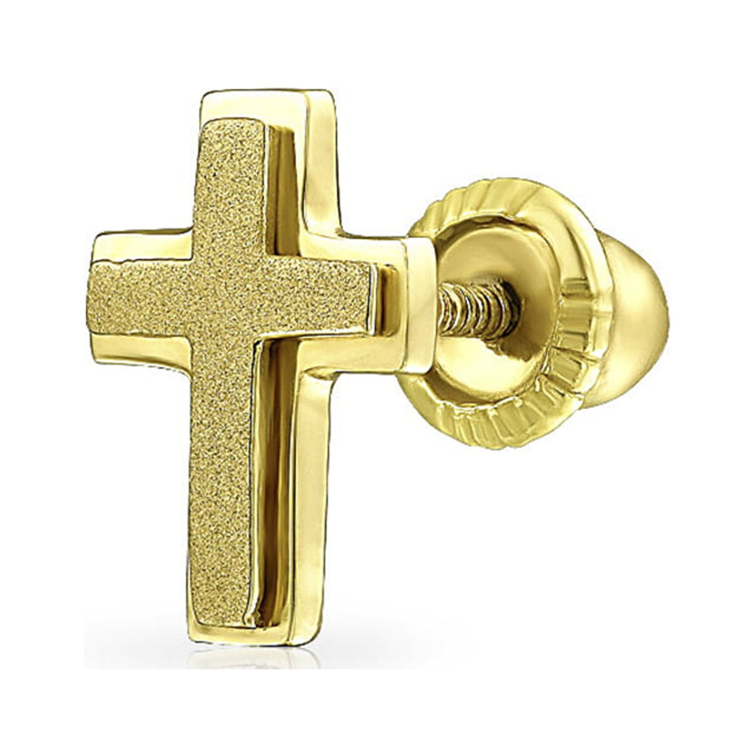 Bling Jewelry Womens Tiny Minimalist 14K Gold Cross Cartilage Ear Stud ...