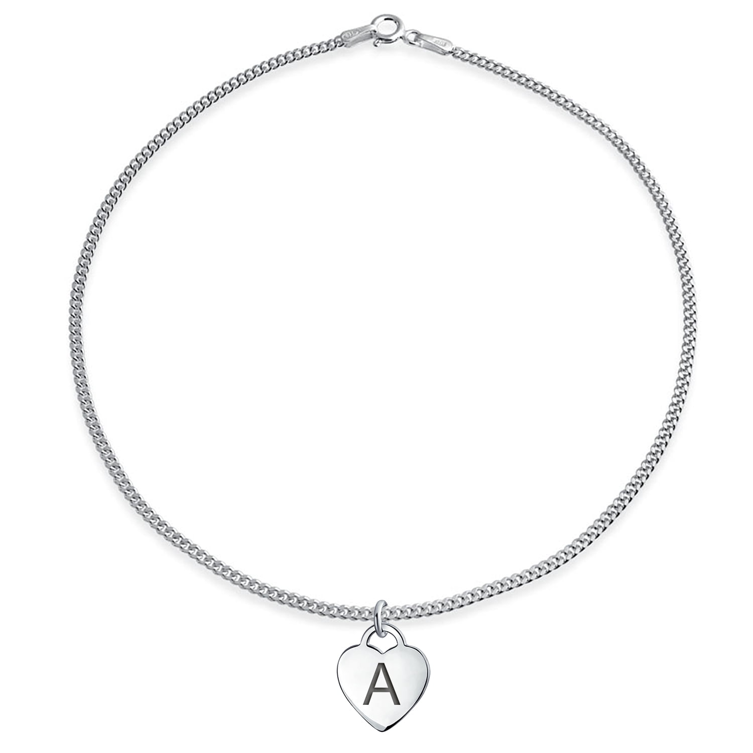 Bling Jewelry Womens Tiny ABC Heart Initial Alphabet Anklet Ankle ...