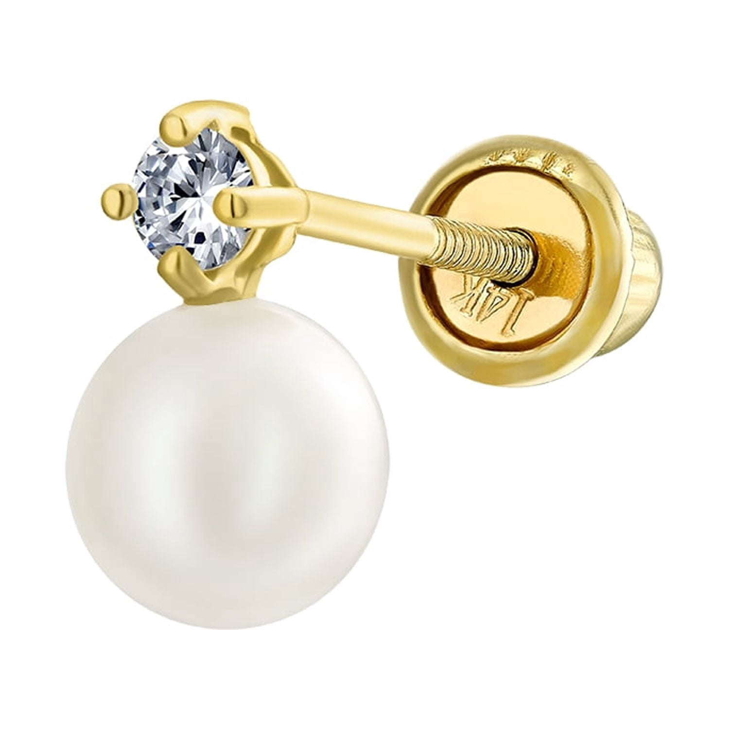 Bling Jewelry Womens Tiny CZ Accent 14K Gold Pearl Helix Cartilage Ear ...