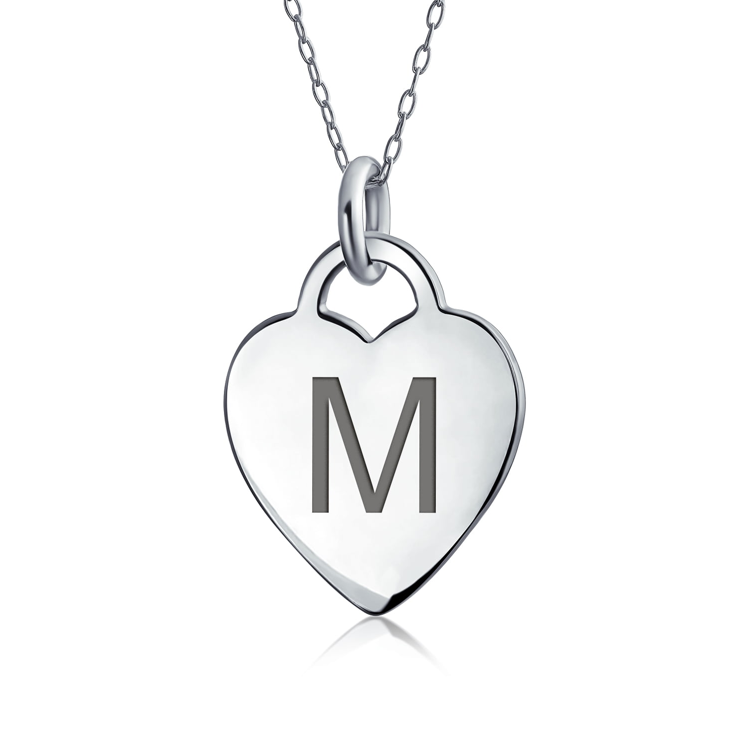 Bling Jewelry Womens Tiny Minimalist Heart Initial Pendant Necklace ...