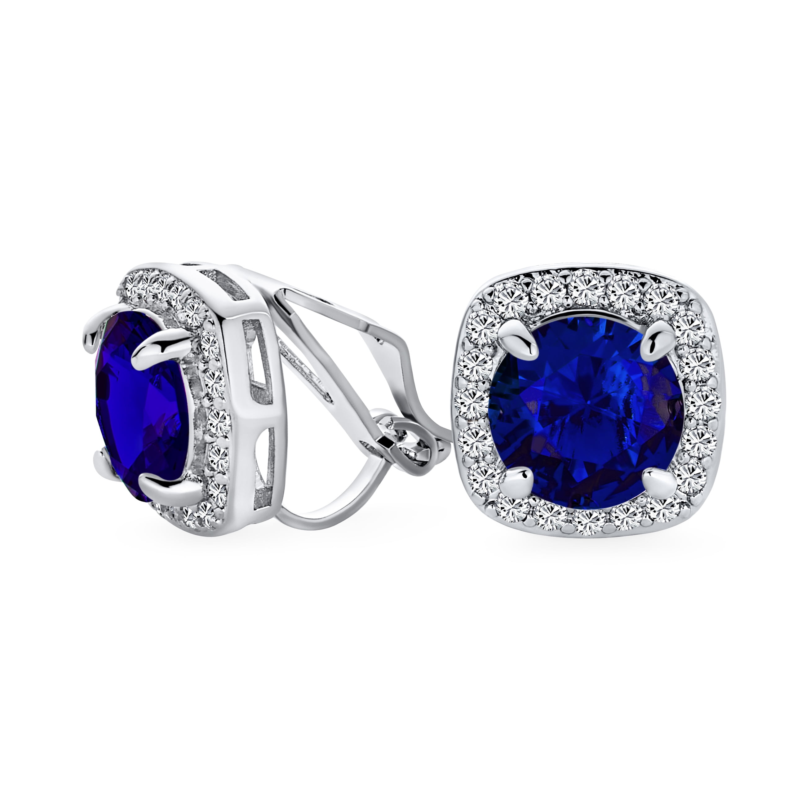 Bling Jewelry Womens Traditional 2CT Round CZ Solitaire Halo Clip-On ...