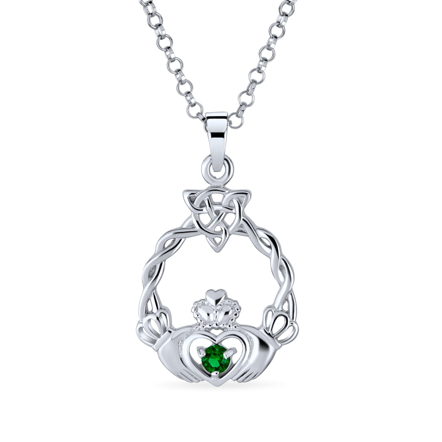 Bling Jewelry Womens Traditional Irish Kelly Green CZ Celtic Love Knot ...