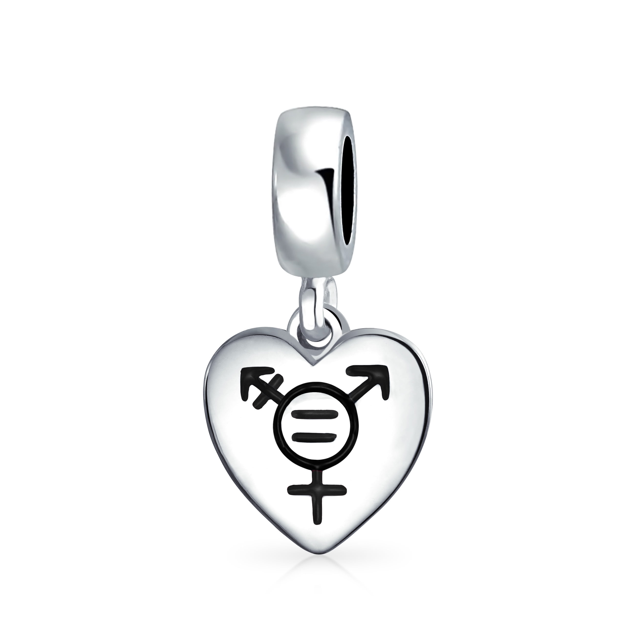 Bling Jewelry Womens Transgender Pride Heart Dangle Charm Bead Sterling ...