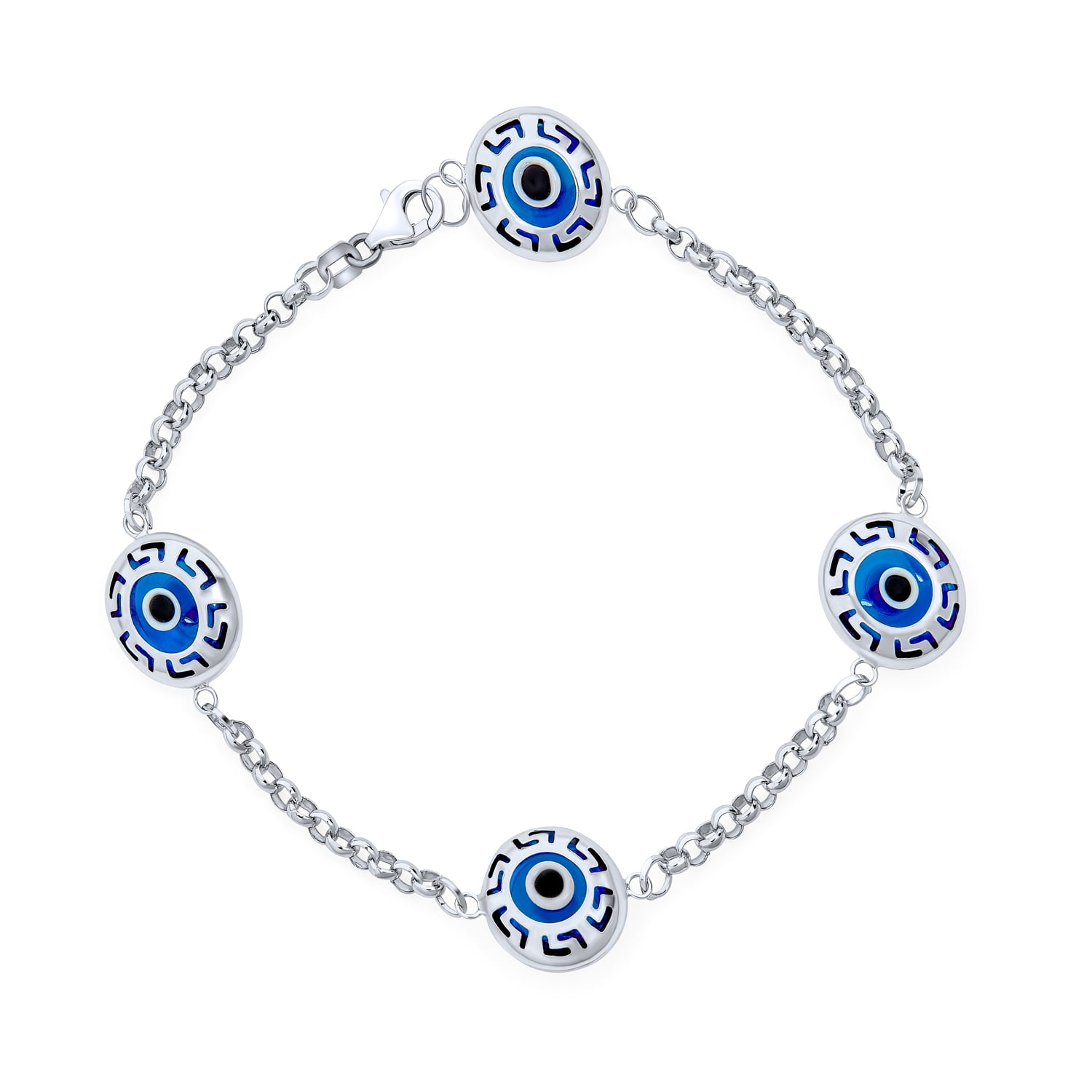Bling Jewelry Womens Turkish Evil Eye Chain Link Bracelet Greek Motif ...