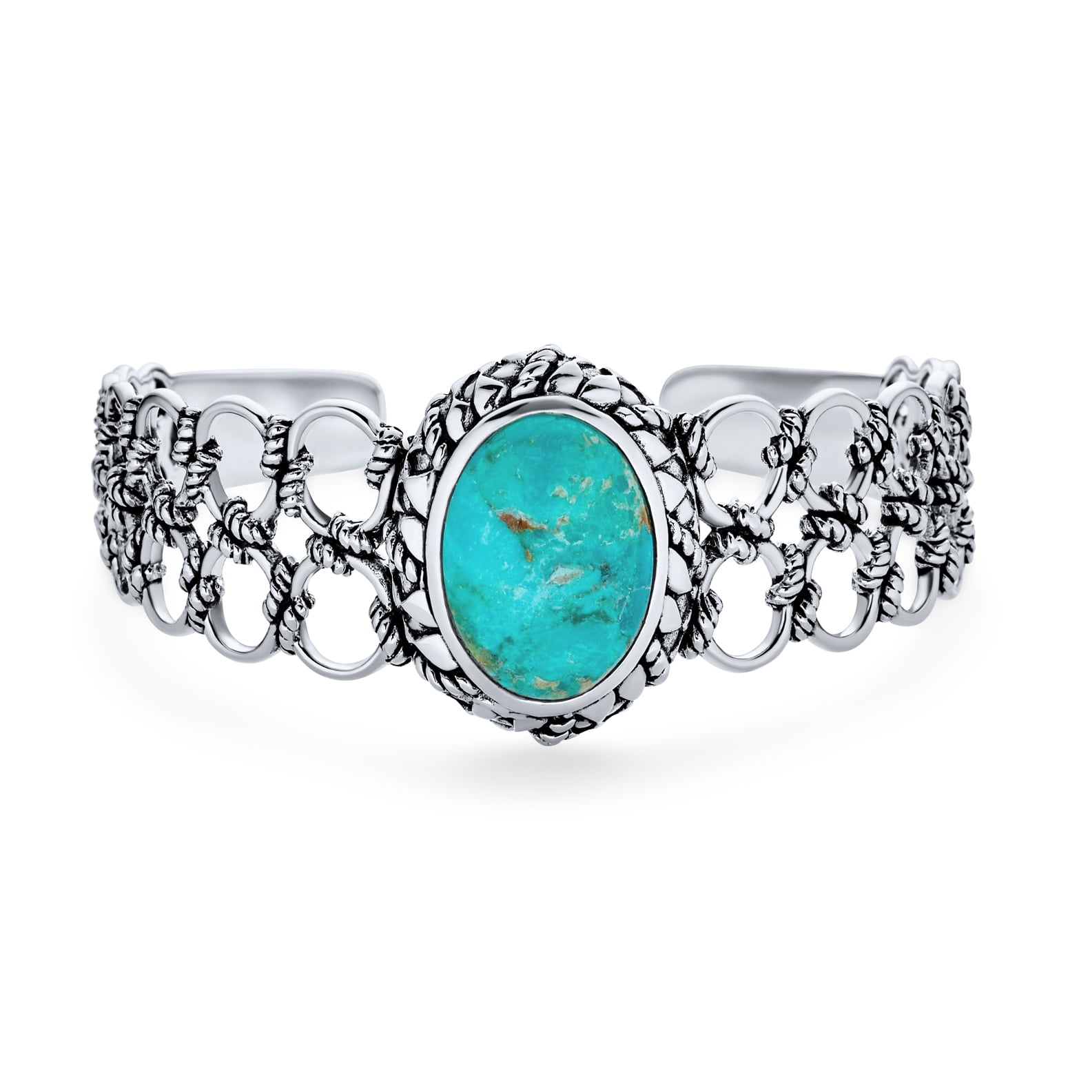 Bling Jewelry Womens Turquoise Cabochon Gemstone Cuff Bracelet in ...