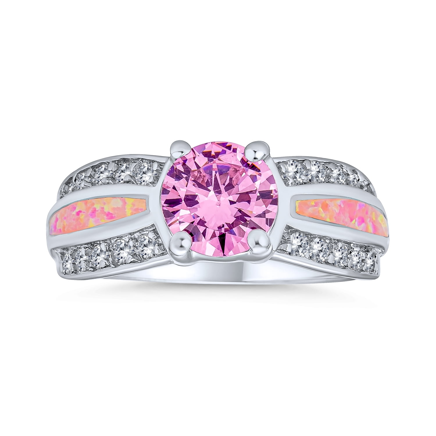 Bling Jewelry Womens Unique Pink AAA CZ Round Solitaire Engagement Ring ...