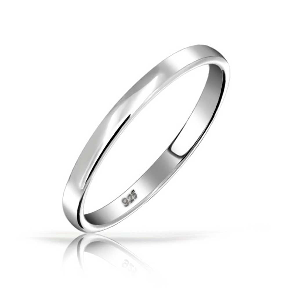 Bling Jewelry Womens Unisex Classic Minimalist Dome Sterling Silver ...