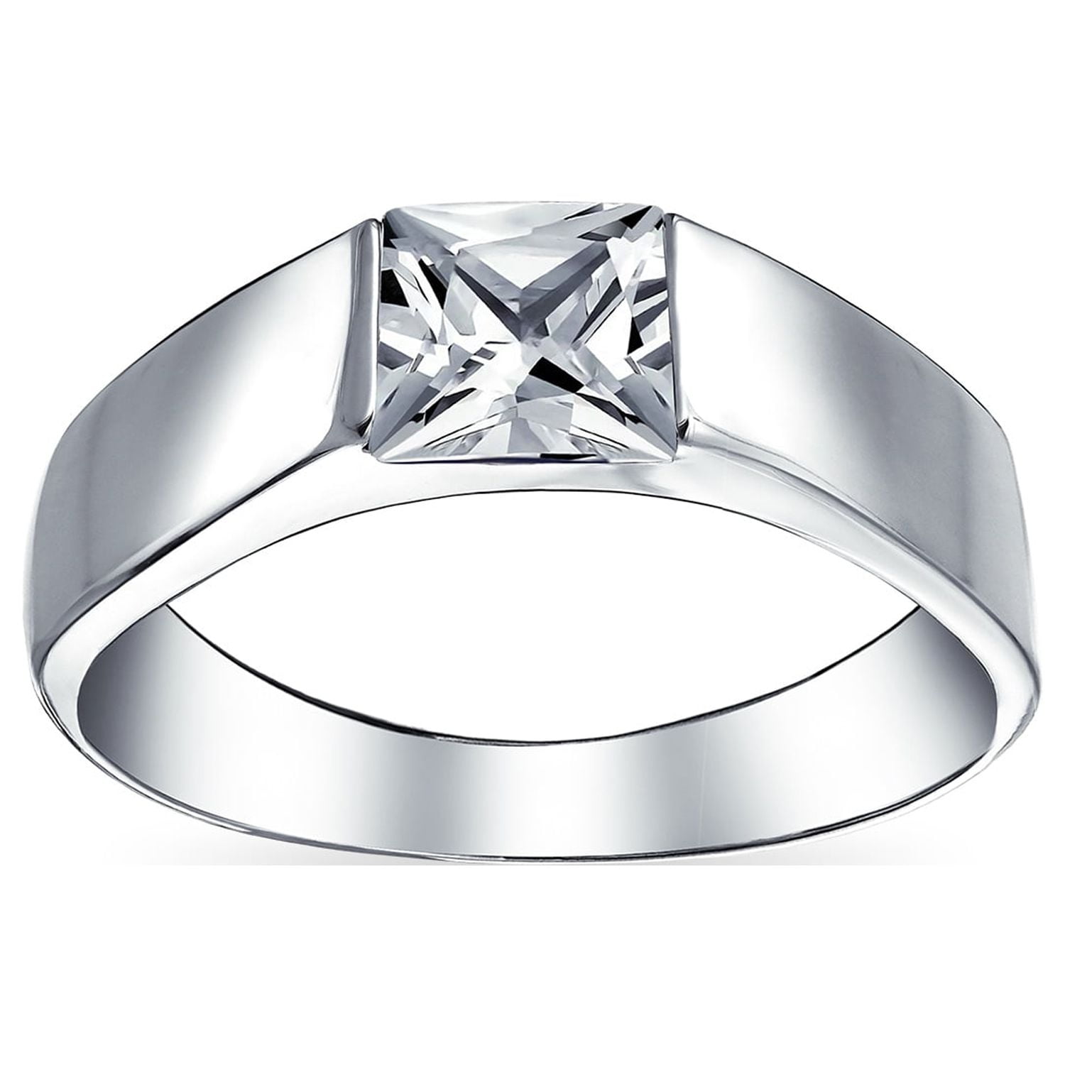 Bling Jewelry Womens Unisex Modern AAA CZ Princess Cut Engagement Ring ...