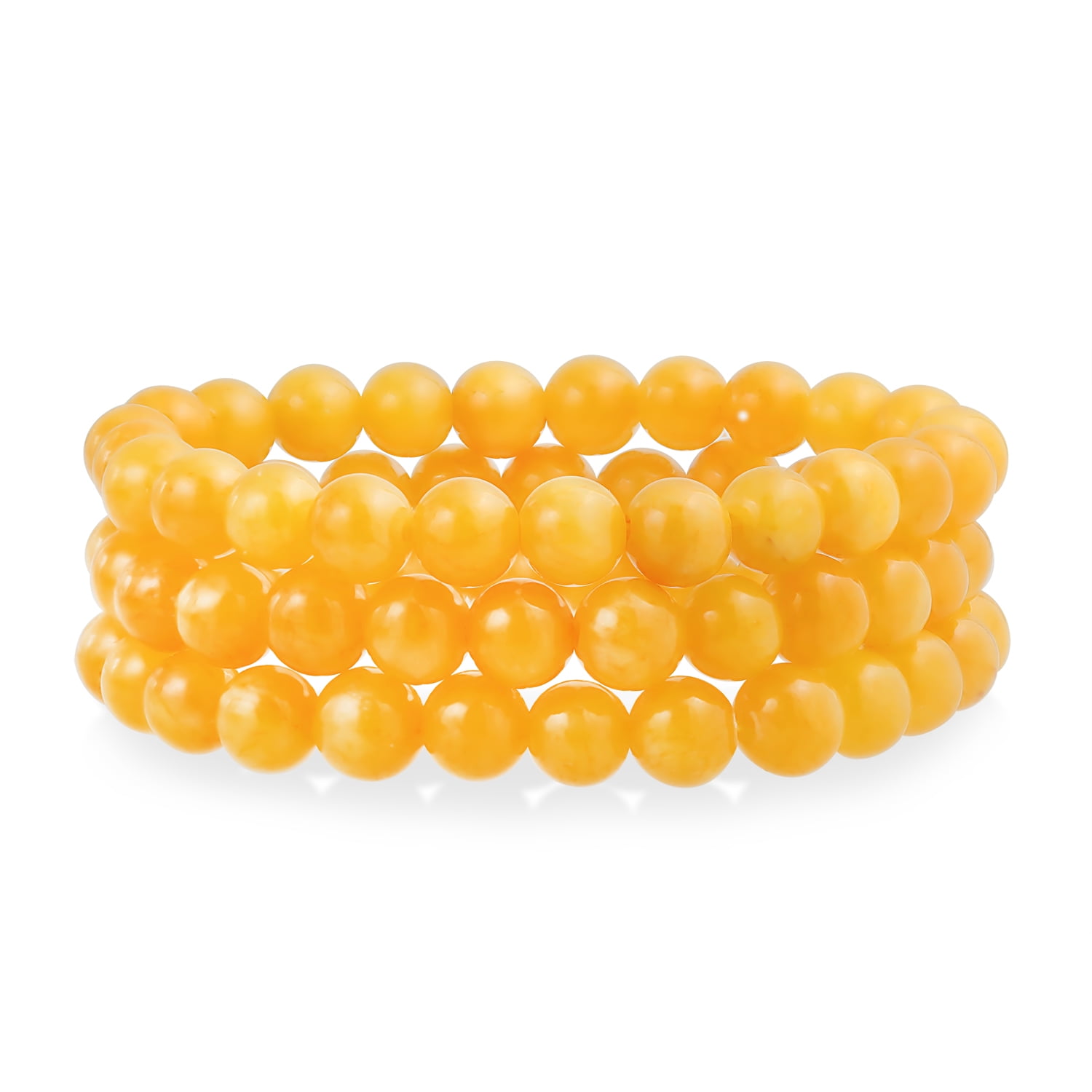 Bling Jewelry Stackable Yellow Jade Quartz Stretch Bracelet Set, 8MM ...