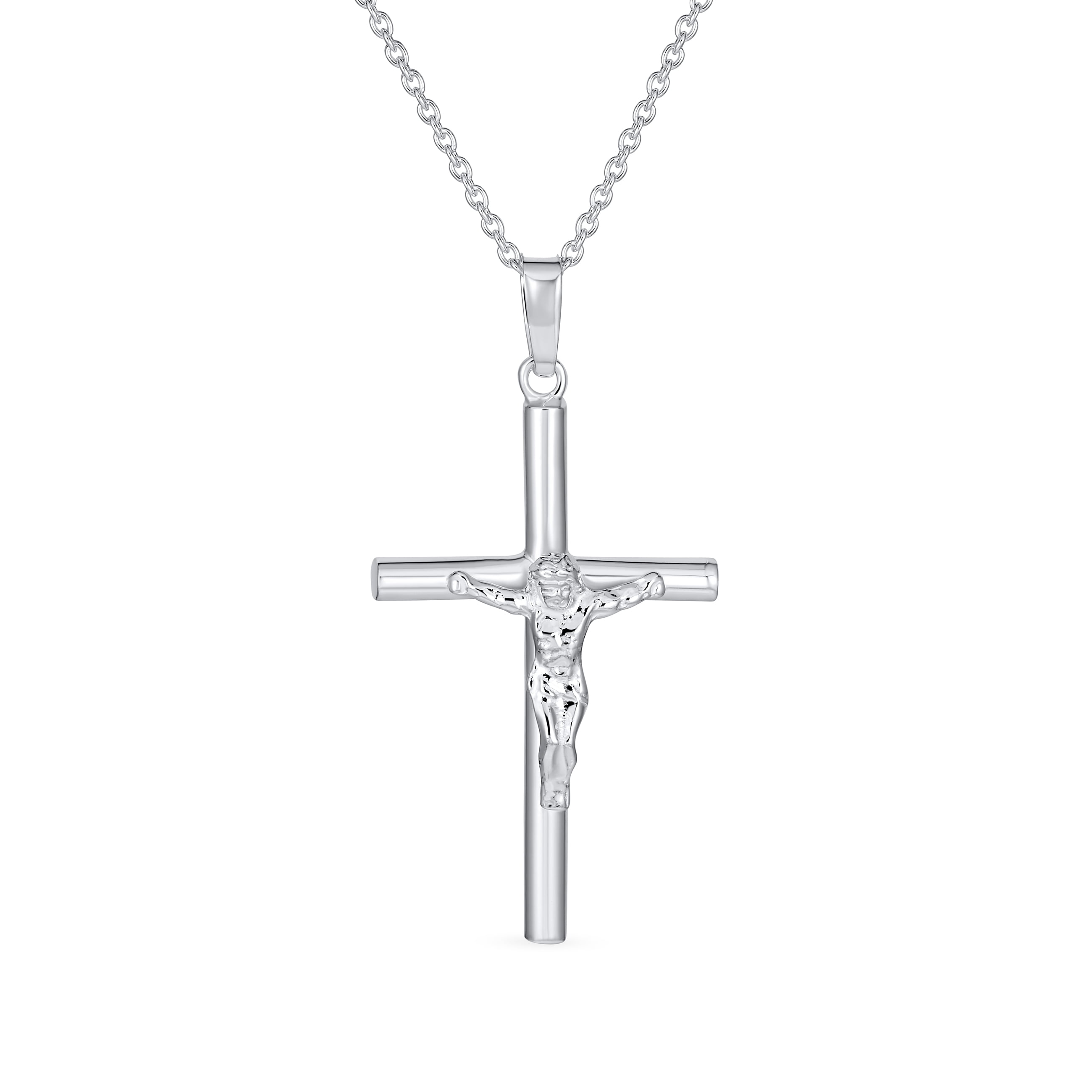 Bling Jewelry Womens Unisex Sterling Silver Jesus Crucifix Cross ...