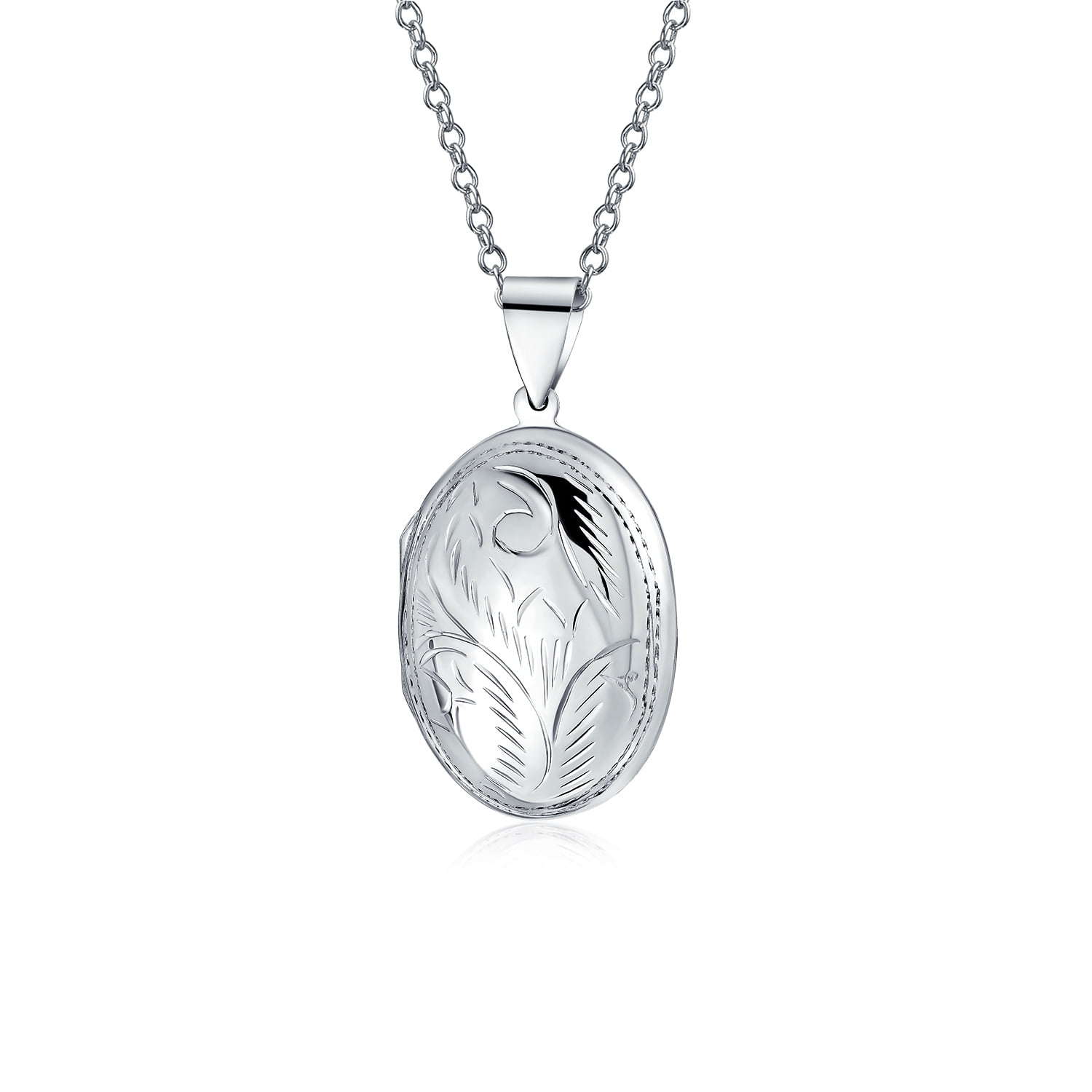 Bling Jewelry Womens Vintage Floral Leaf Oval Locket Necklace Pendant ...