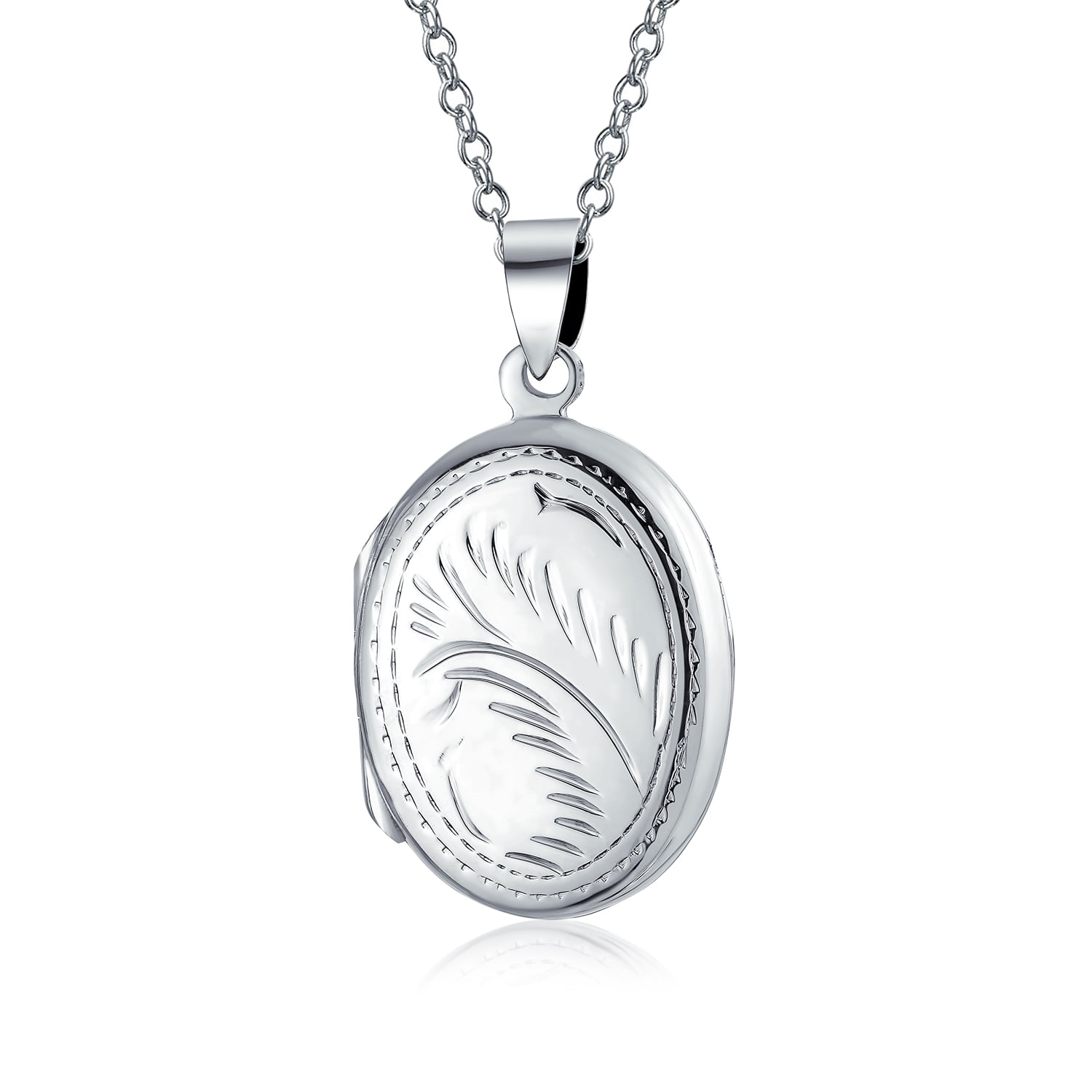 Bling Jewelry Womens Vintage Floral Leaf Oval Locket Necklace for ...