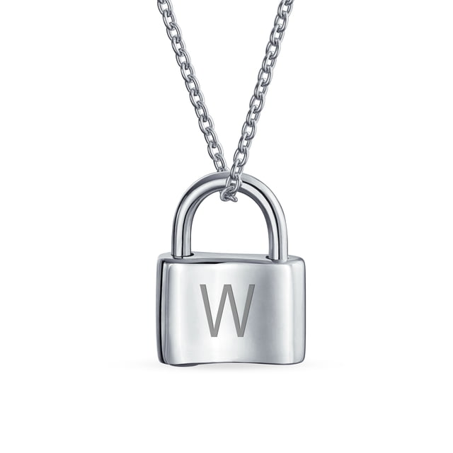 Bling Jewelry Womens W Monogram Lovers Lock Padlock Pendant Necklace16 ...