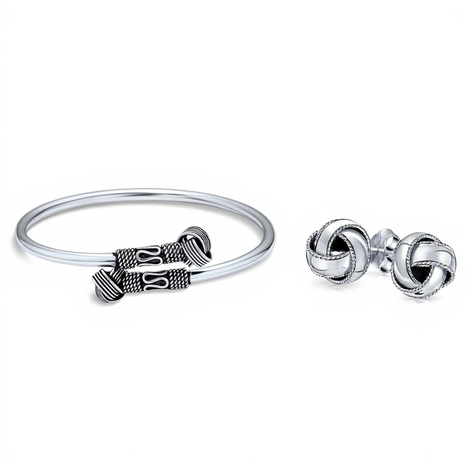 Bling Jewelry Womens Western Knot Cuff Bangle & Love Knot Ball Stud ...