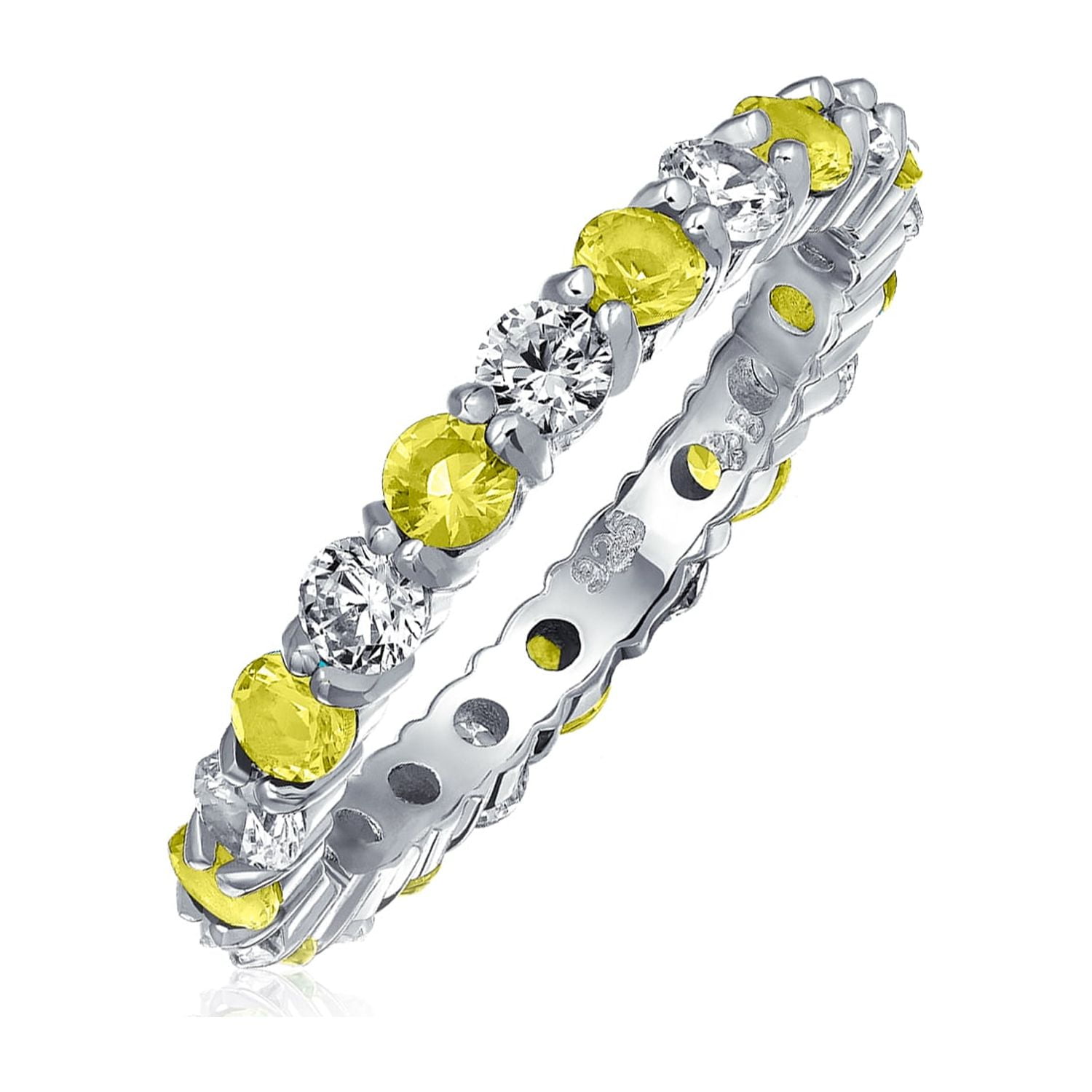 Bling Jewelry Womens Yellow White CZ Eternity Ring Imitation Topaz ...