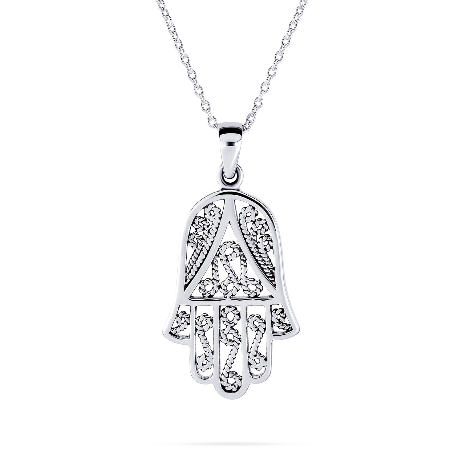 Bling Jewelry Womens Yoga Filigree Hamsa Pendant Necklace in Sterling ...