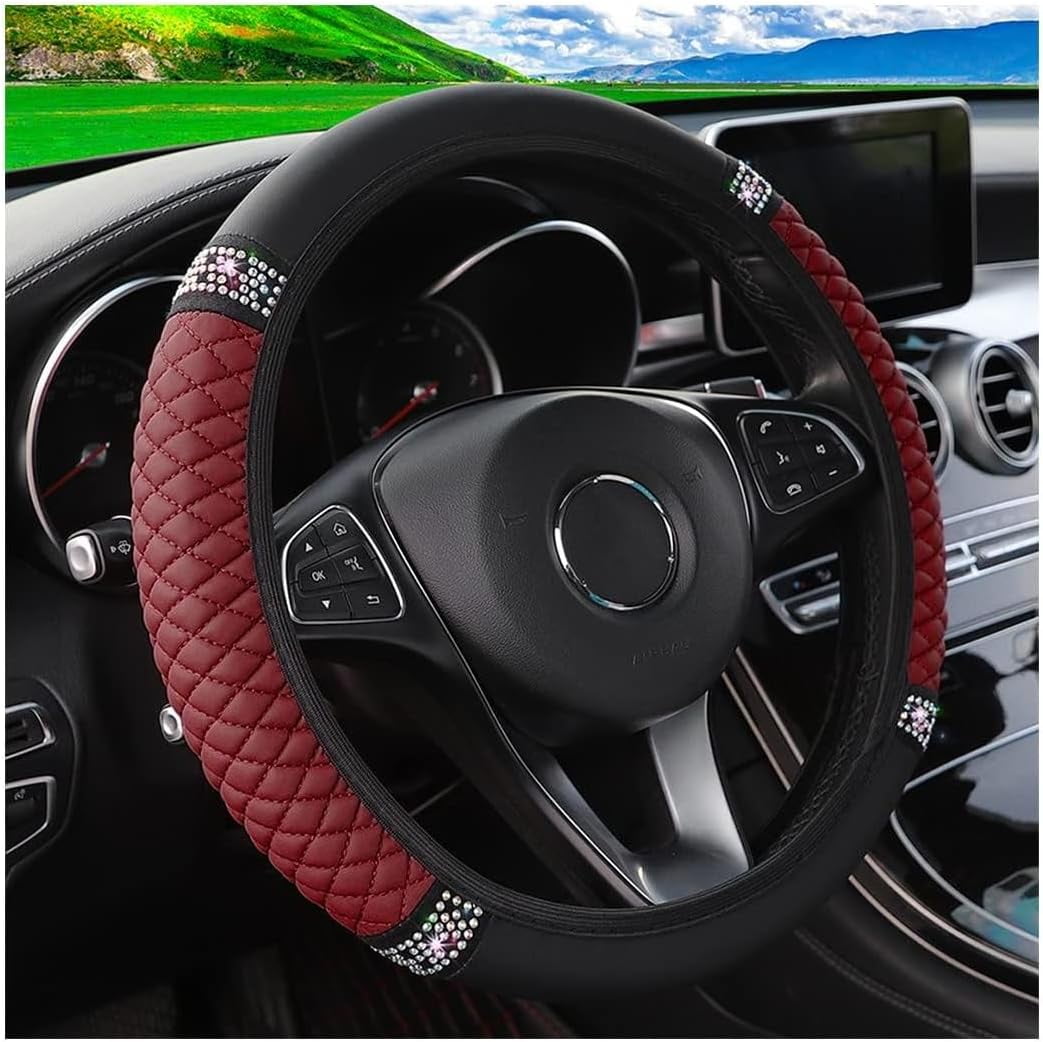 Bling Leather Steering Wheel Cover Protector, Elastic PU Leather with ...