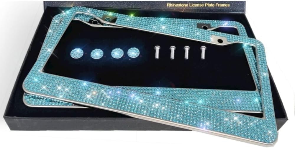 Bling License Plate Frame for Women,2 Pack Premium Stainless Steel ...