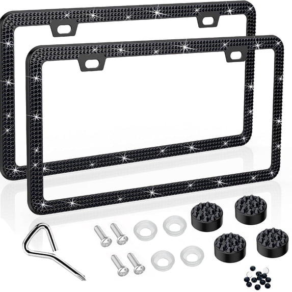 Bling License Plate Frame for Women,2 Pack Premium Stainless Steel ...